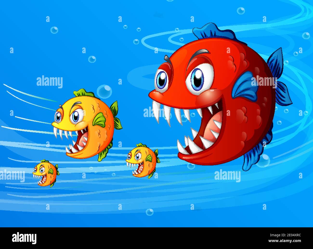 Many exotic fishes cartoon character in the underwater background ...