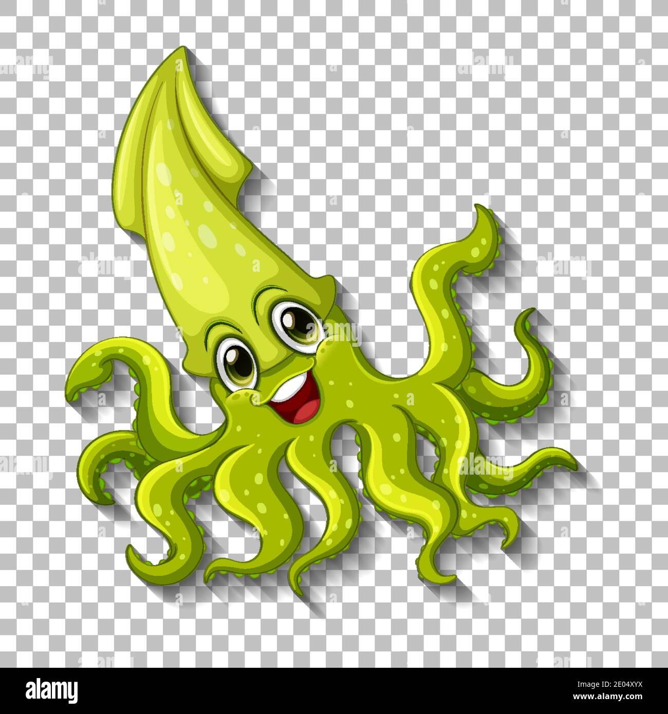 Cute Squid cartoon character on transparent background illustration ...