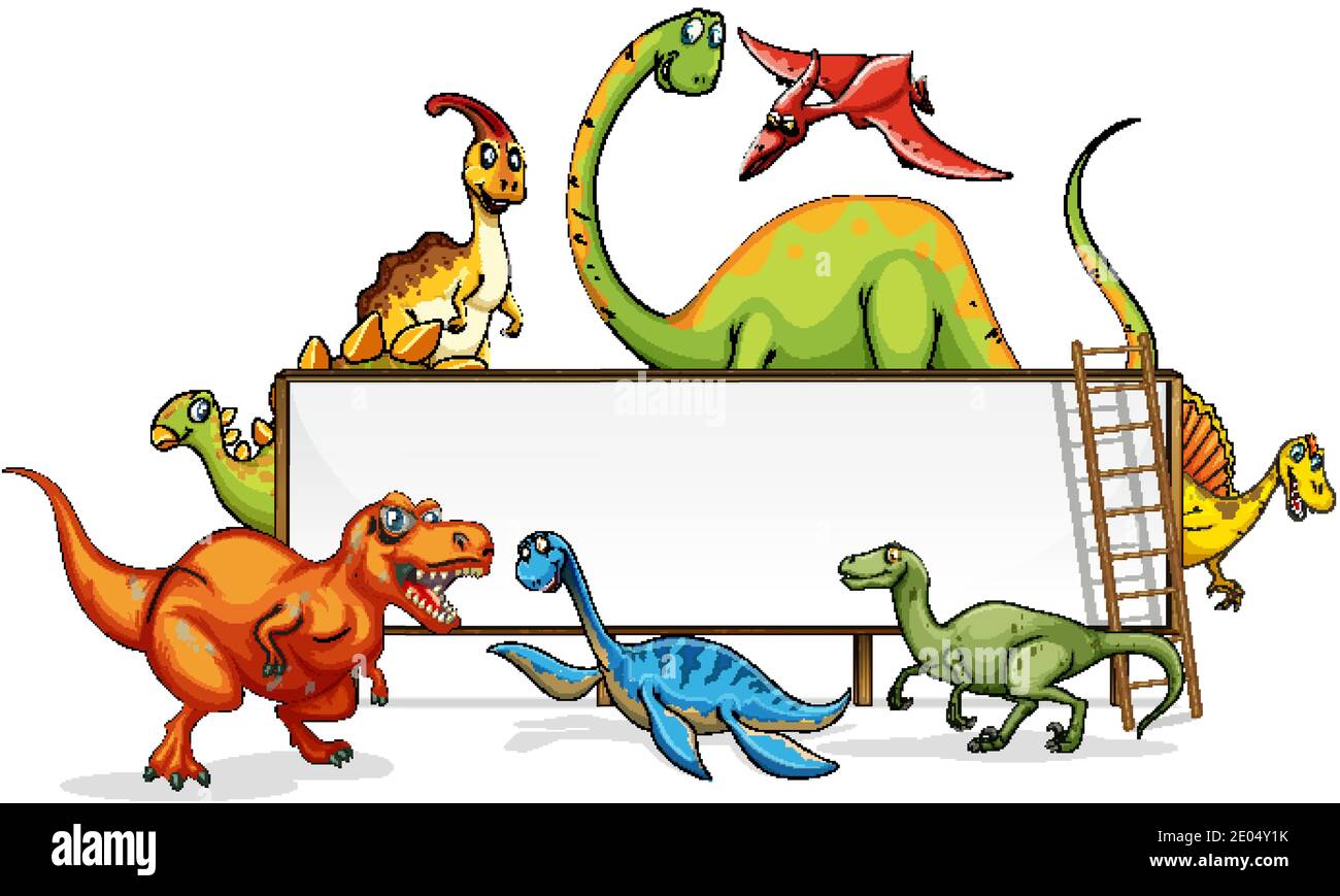 A dinosaur banner template on white background illustration Stock ...
