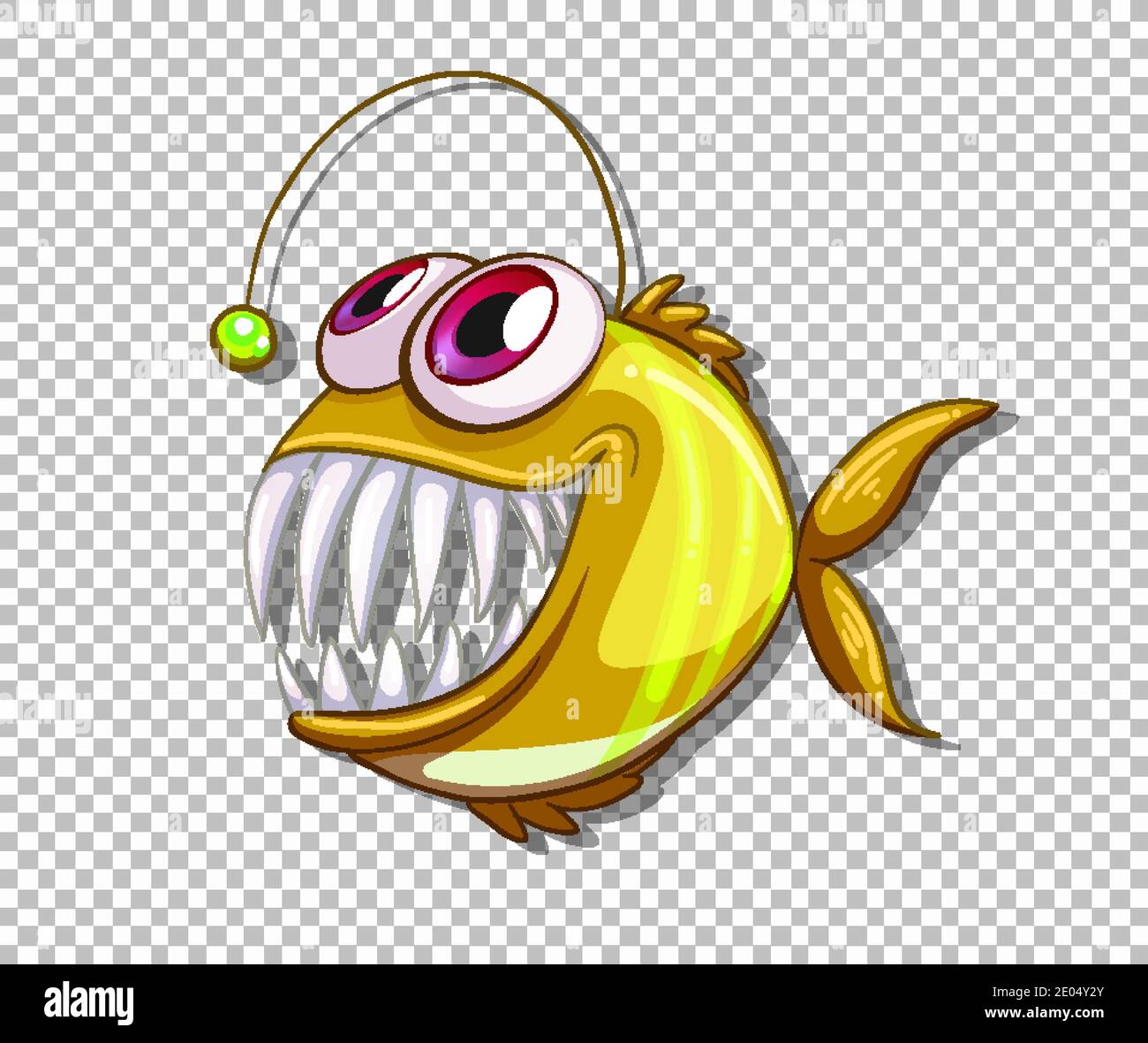 Yellow Angler fish cartoon character on transparent background ...