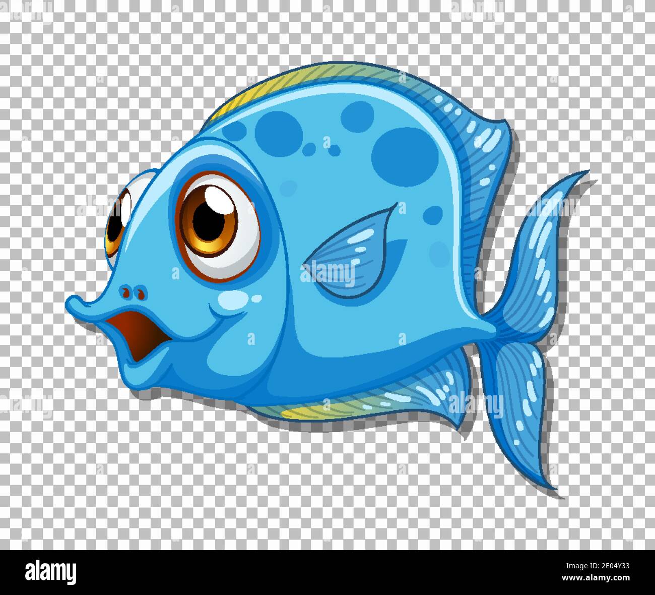 Blue exotic fish cartoon character on transparent background ...