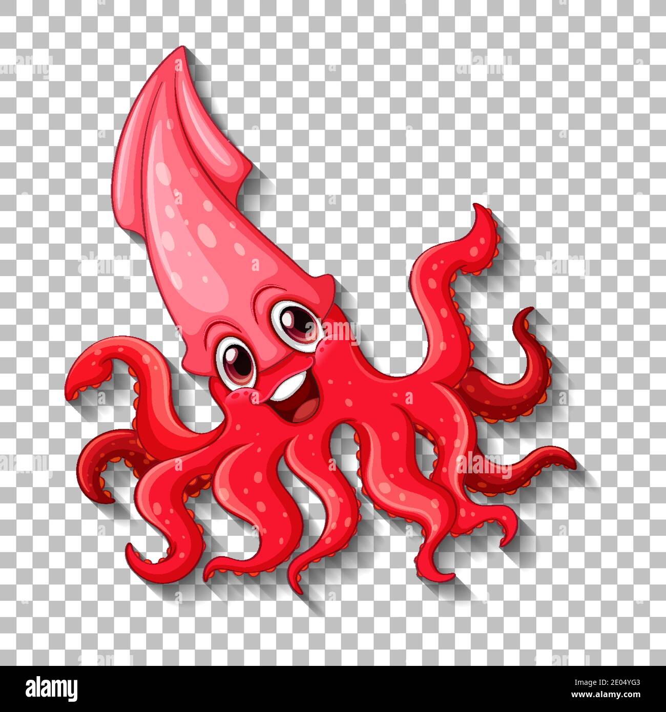 Cute Squid cartoon character on transparent background illustration ...