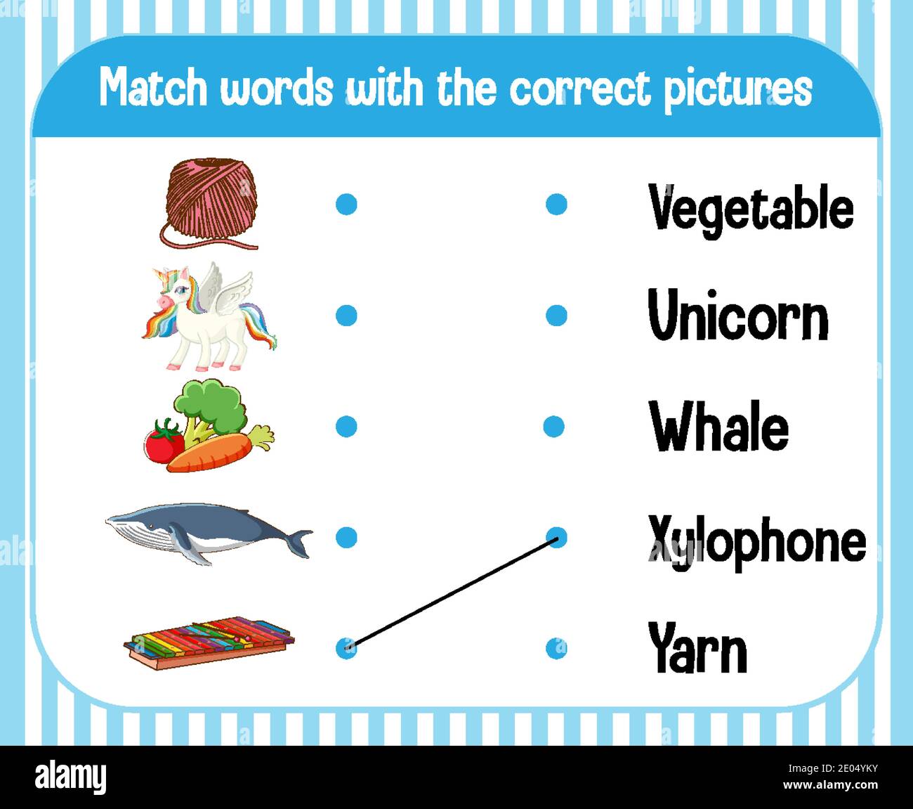 Word to picture matching worksheet for children illustration Stock ...