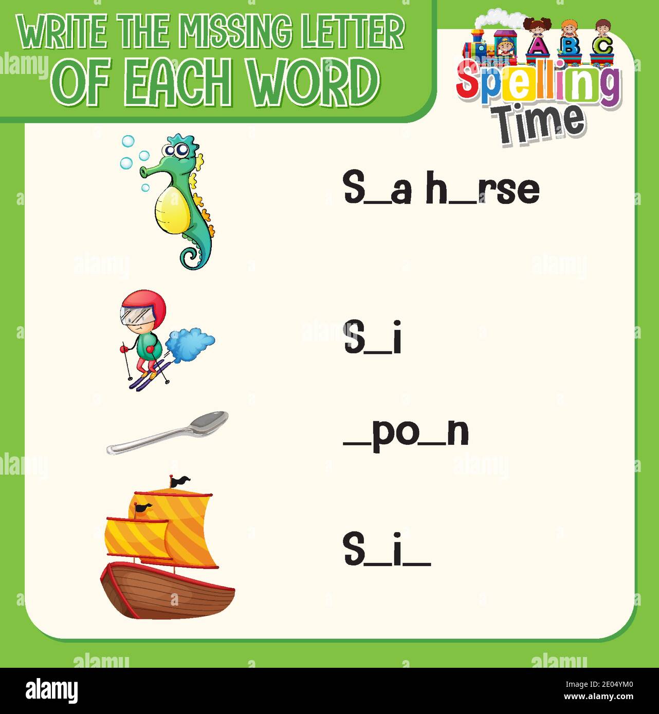 Write the missing letter of each word worksheet for children ...