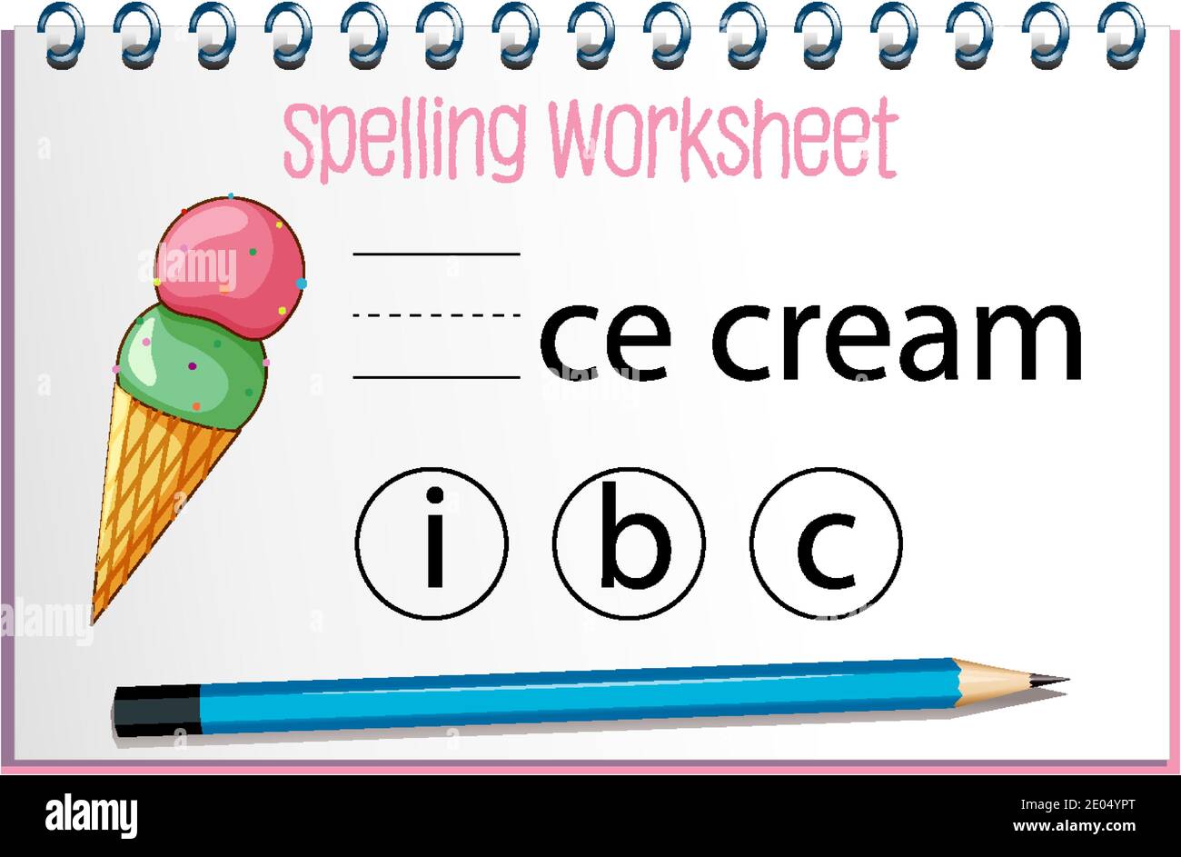 Find missing letter with ice cream illustration Stock Vector Image ...