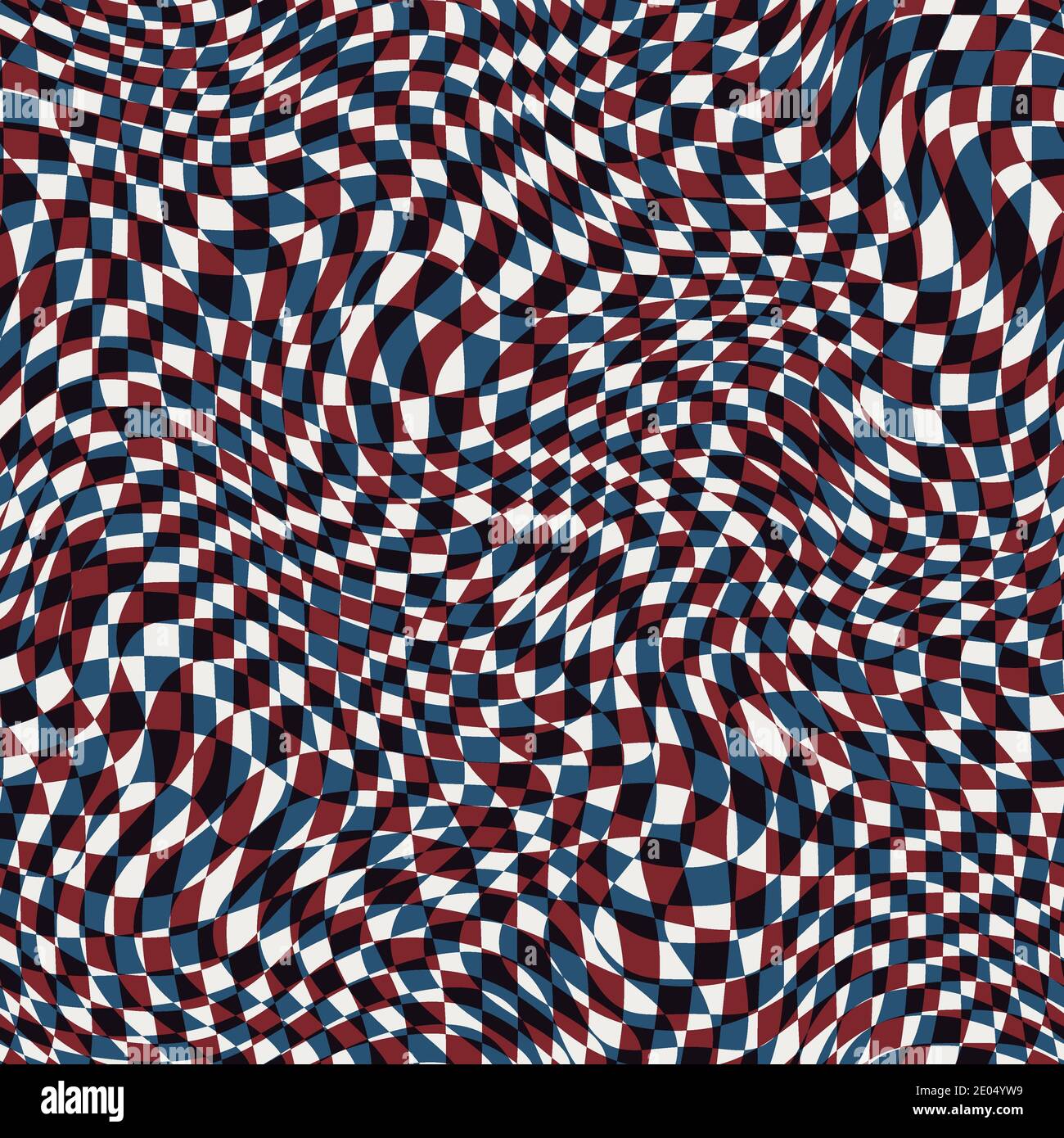Seamless wavy check pattern red blue black white Stock Photo - Alamy