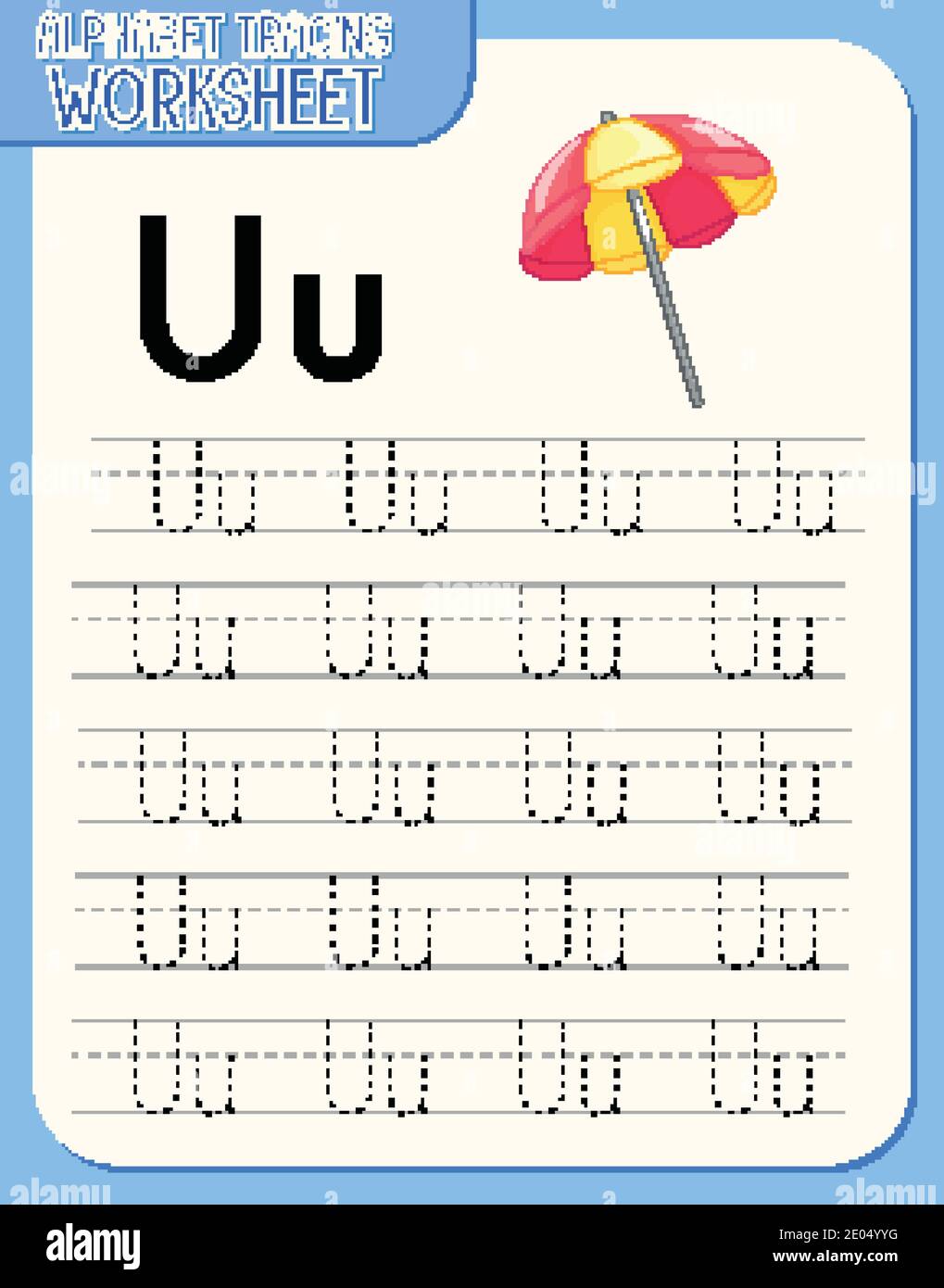 Alphabet tracing worksheet with letter U and u illustration Stock ...