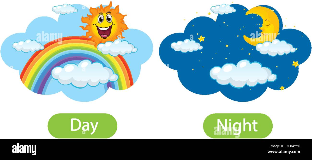 Opposite words with day and night illustration Stock Vector Image & Art ...
