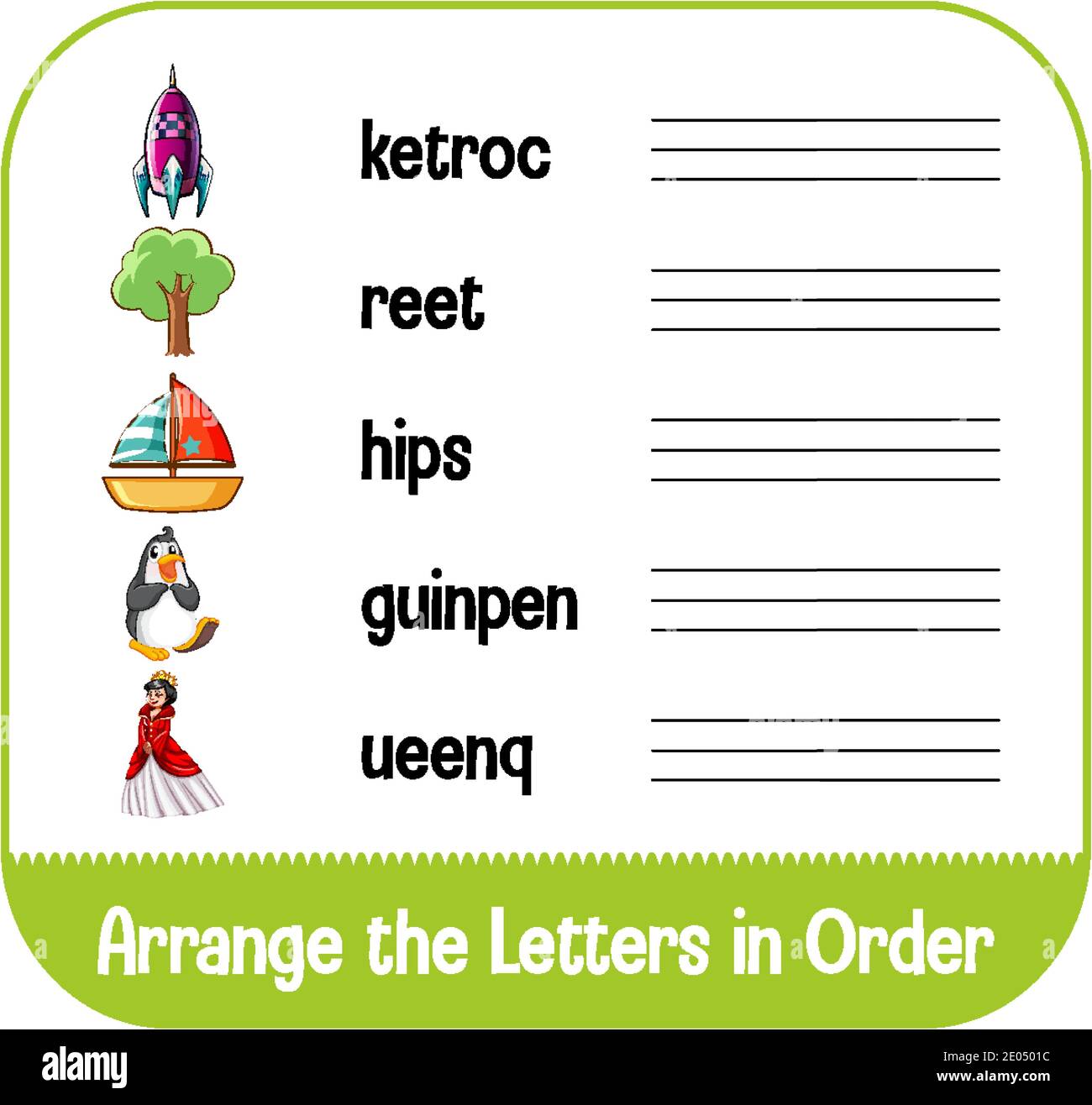 Arrange the letters in order with pictures illustration Stock Vector ...