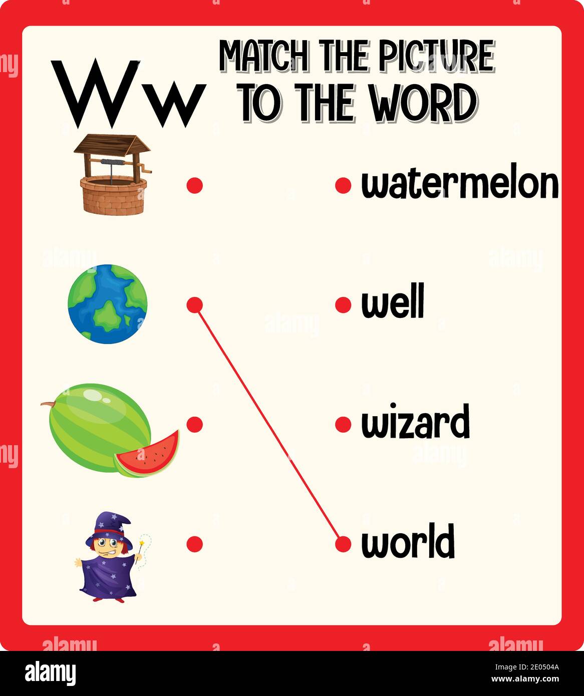 Match the picture to the word worksheet for children illustration Stock ...
