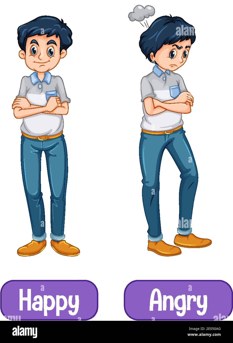 Opposite words with happy and angry illustration Stock Vector Image ...