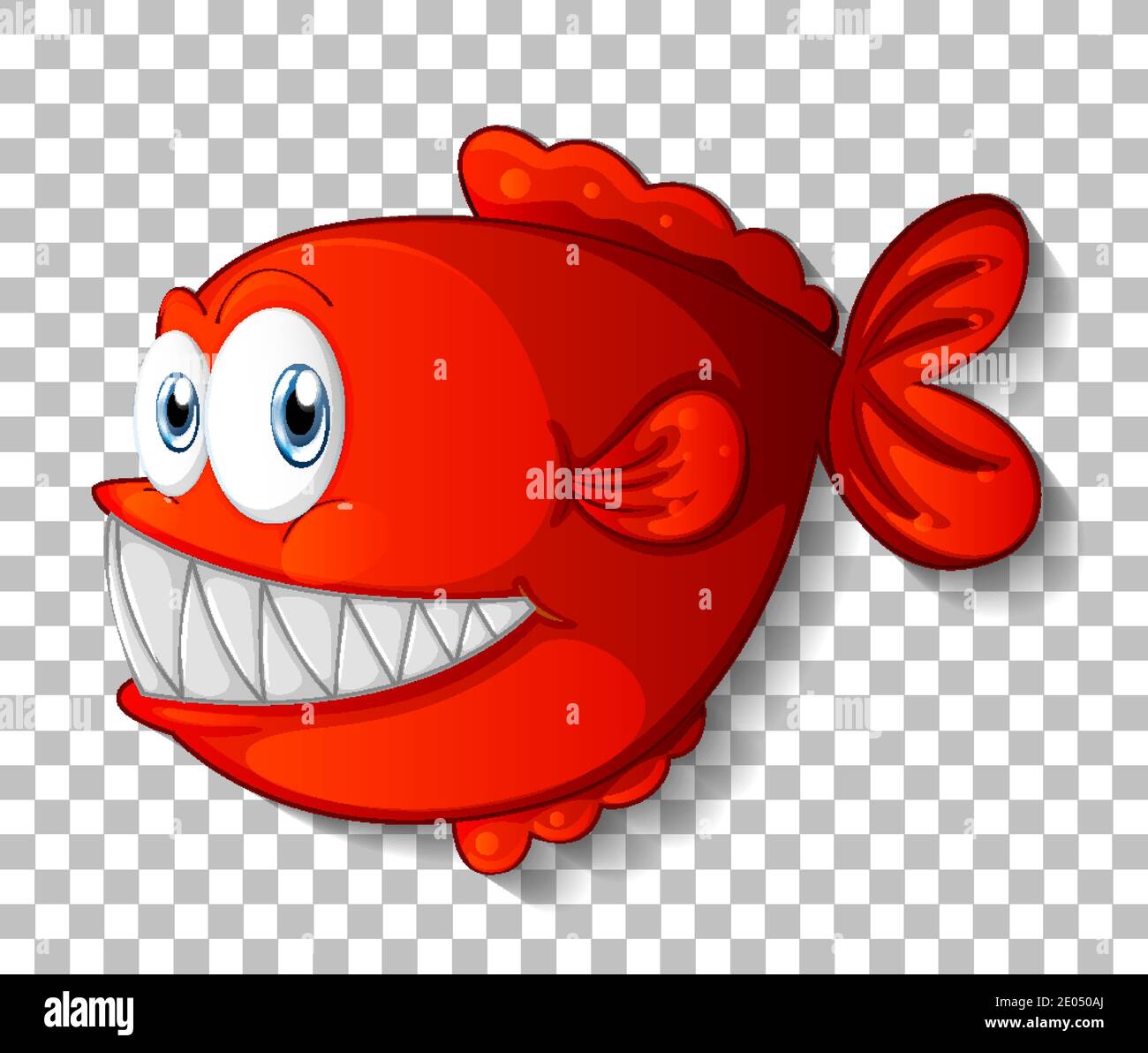 Red exotic fish cartoon character on transparent background ...
