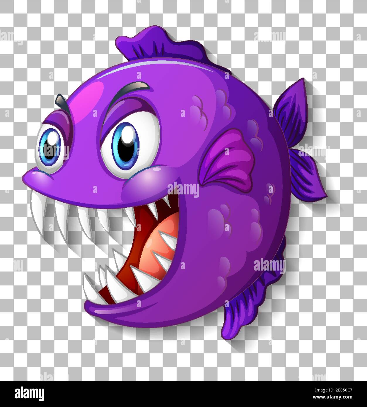 Exotic fish with big eyes cartoon character on transparent background ...