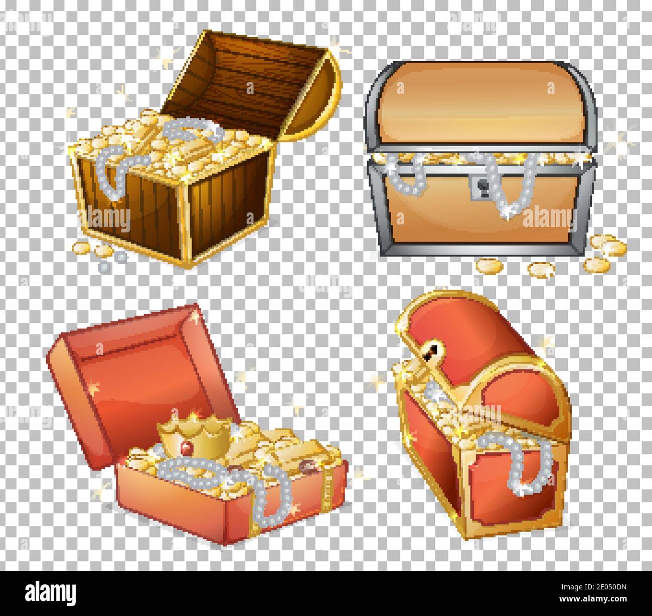 Set of treasure chest isolated on transparent background illustration ...