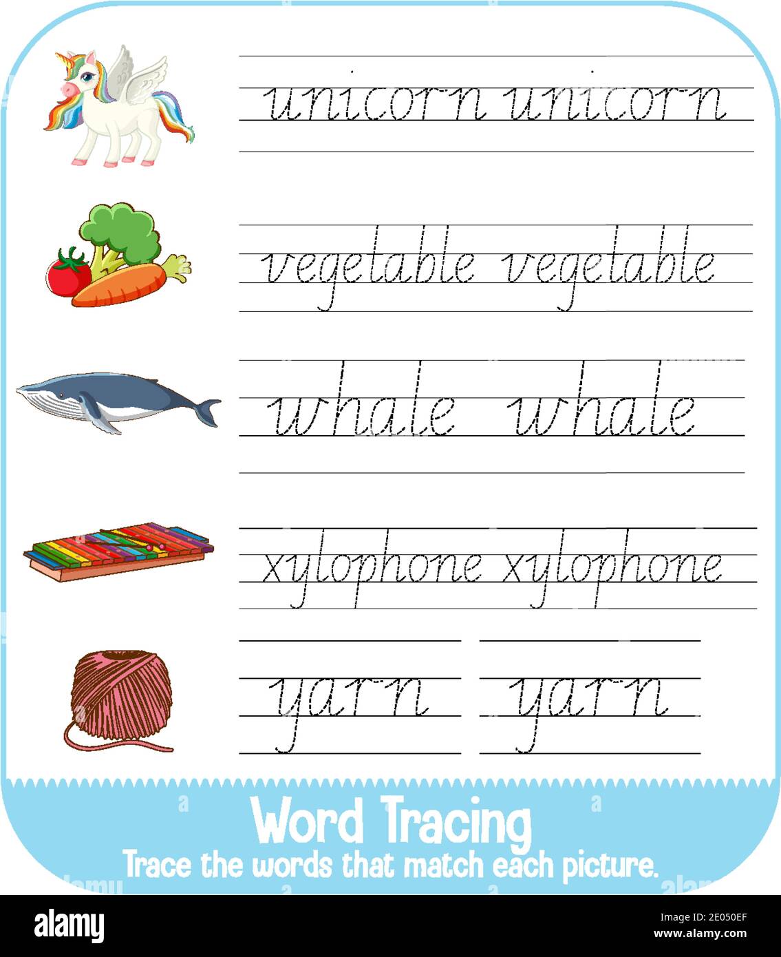 English alphabet tracing worksheets illustration Stock Vector Image ...