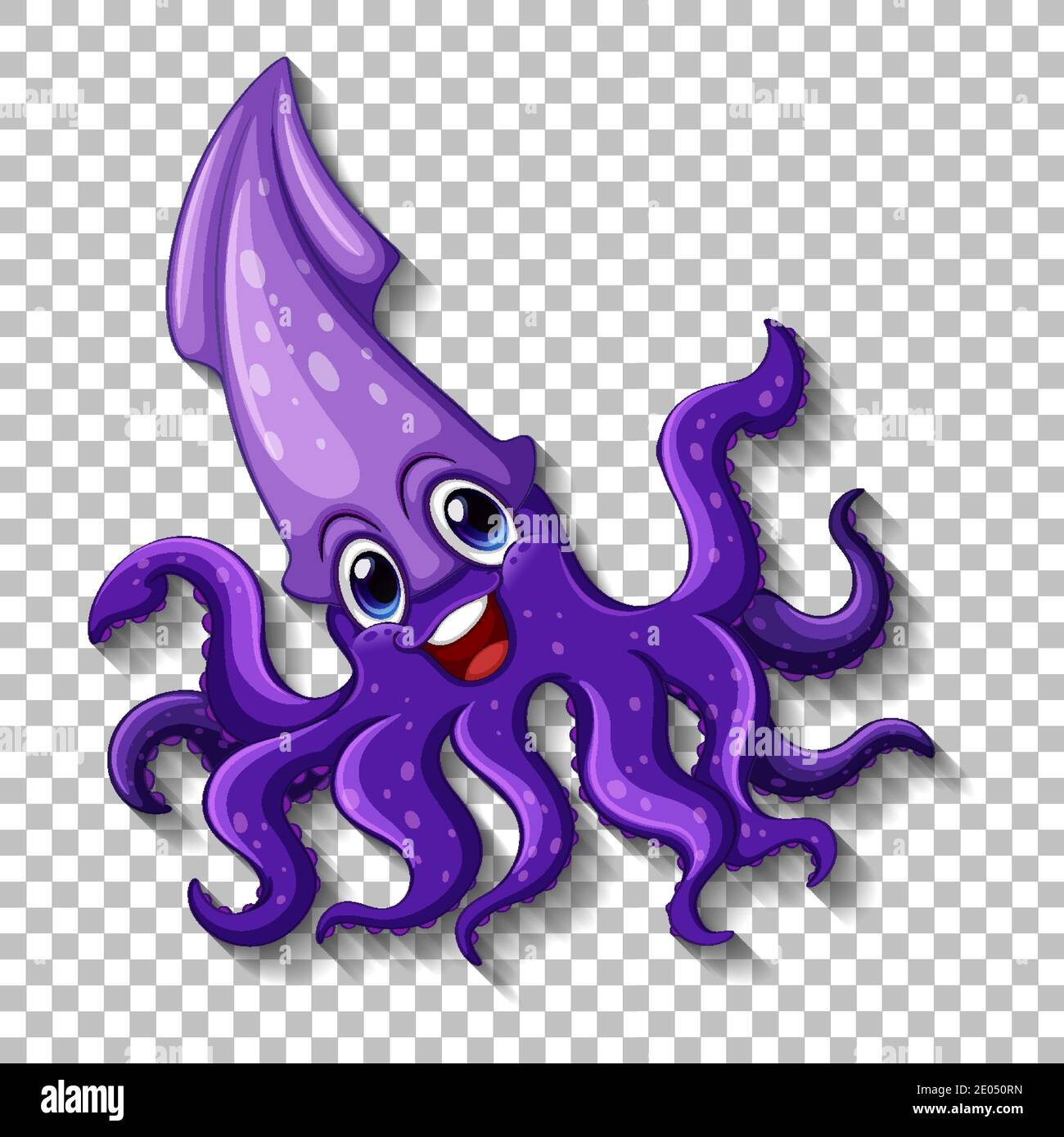 Cute Squid cartoon character on transparent background illustration ...