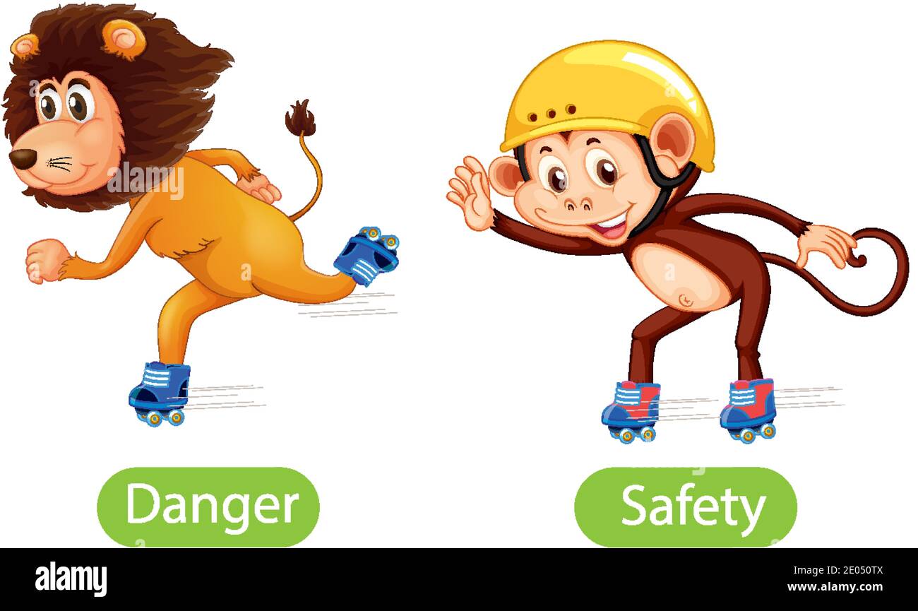 Opposite words with danger and safety illustration Stock Vector Image ...