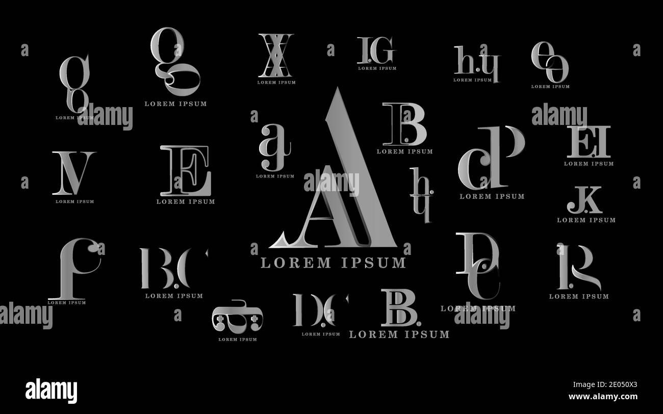 alphabet letter merging logo collection. Vector design with isolated ...