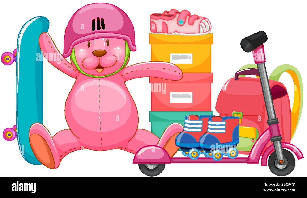 Set of pink toy in cartoon style illustration Stock Vector Image & Art ...