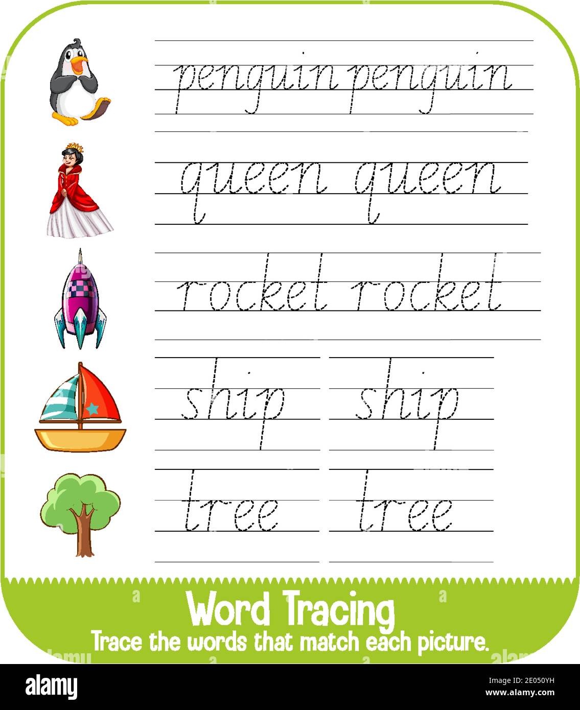 English alphabet tracing worksheets illustration Stock Vector Image ...