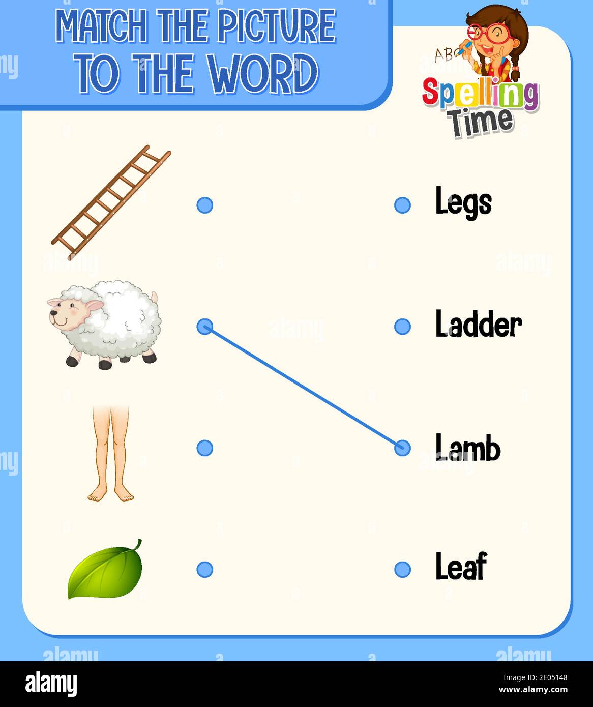 Match the picture to the word worksheet for children illustration Stock ...