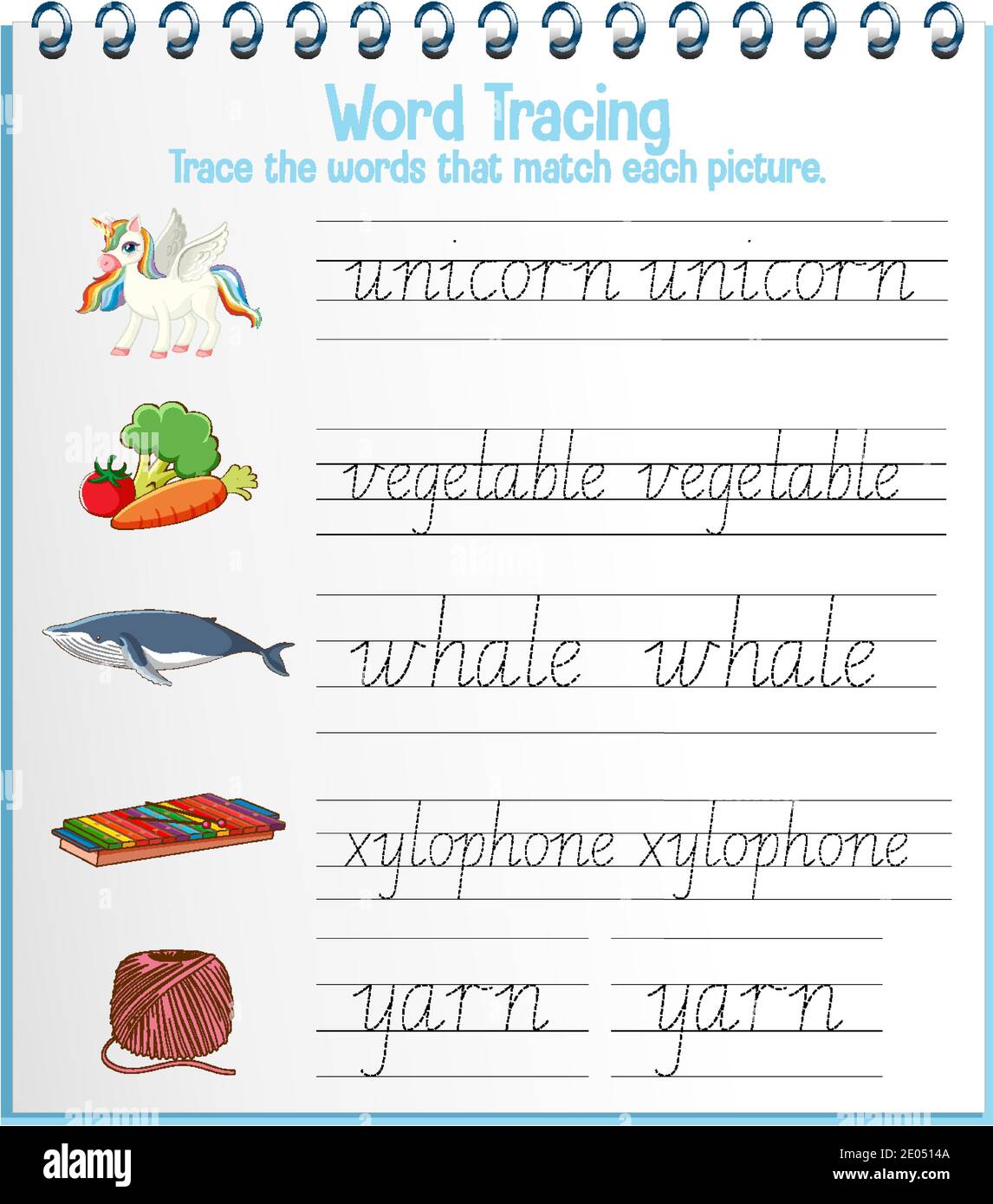 English alphabet tracing worksheets illustration Stock Vector Image ...