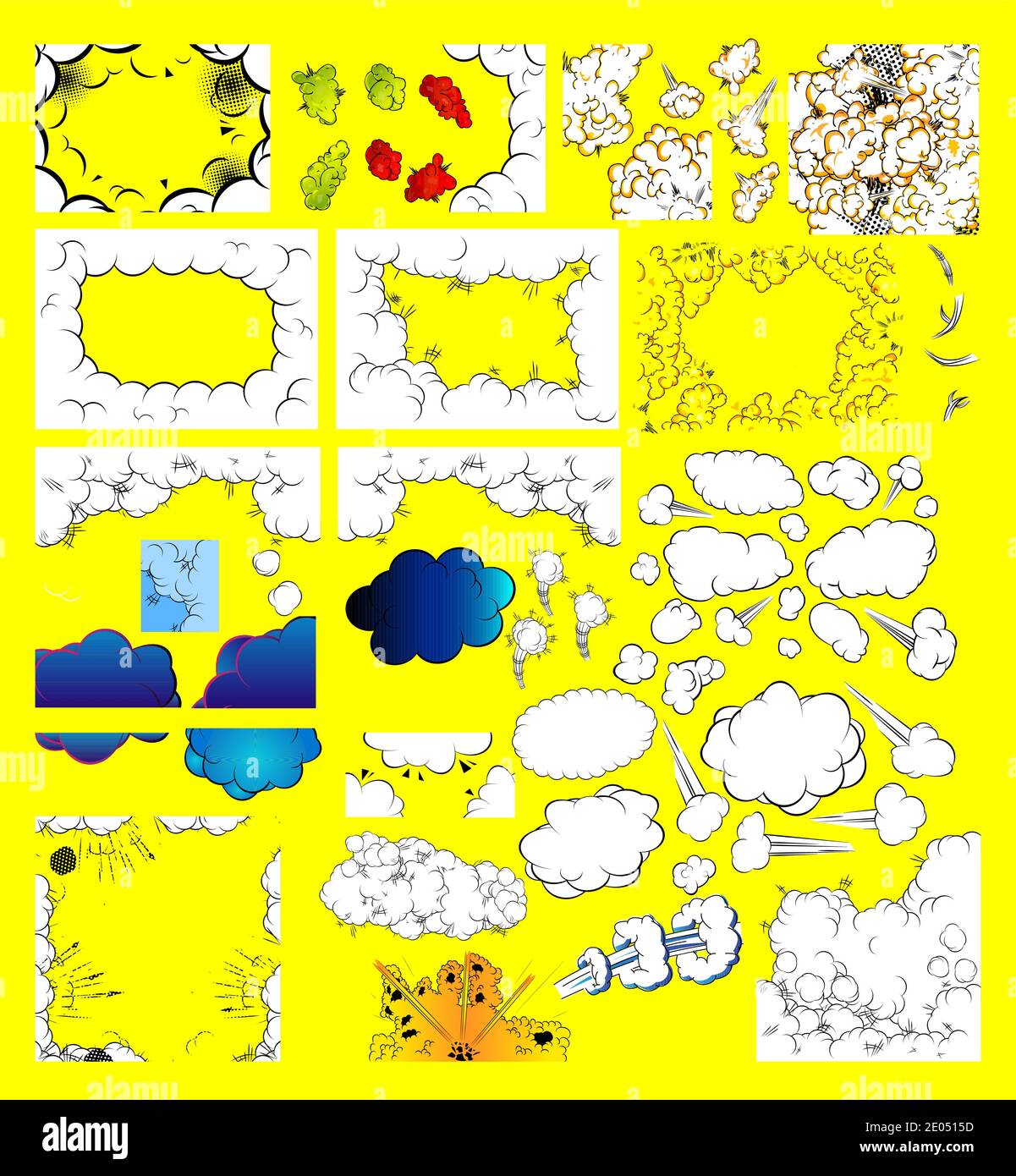 Big collection of comic book explosion elements, boom vector design ...