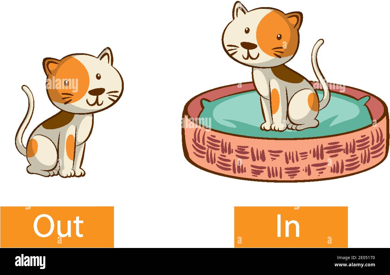 Opposite adjectives with out and in illustration Stock Vector Image ...