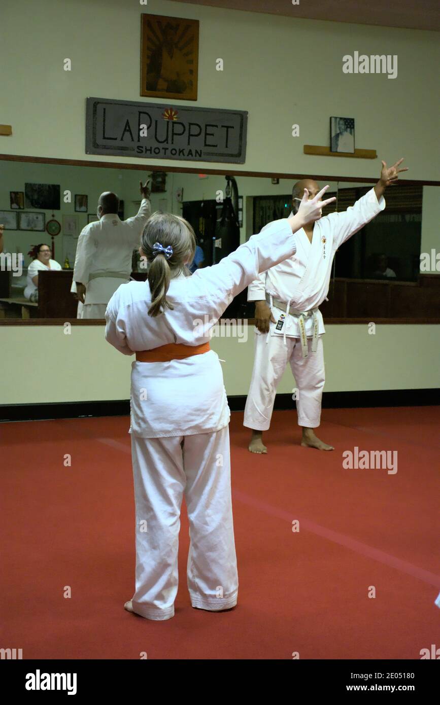This action photo is of my daughter in her Karate class. Karate is a ...