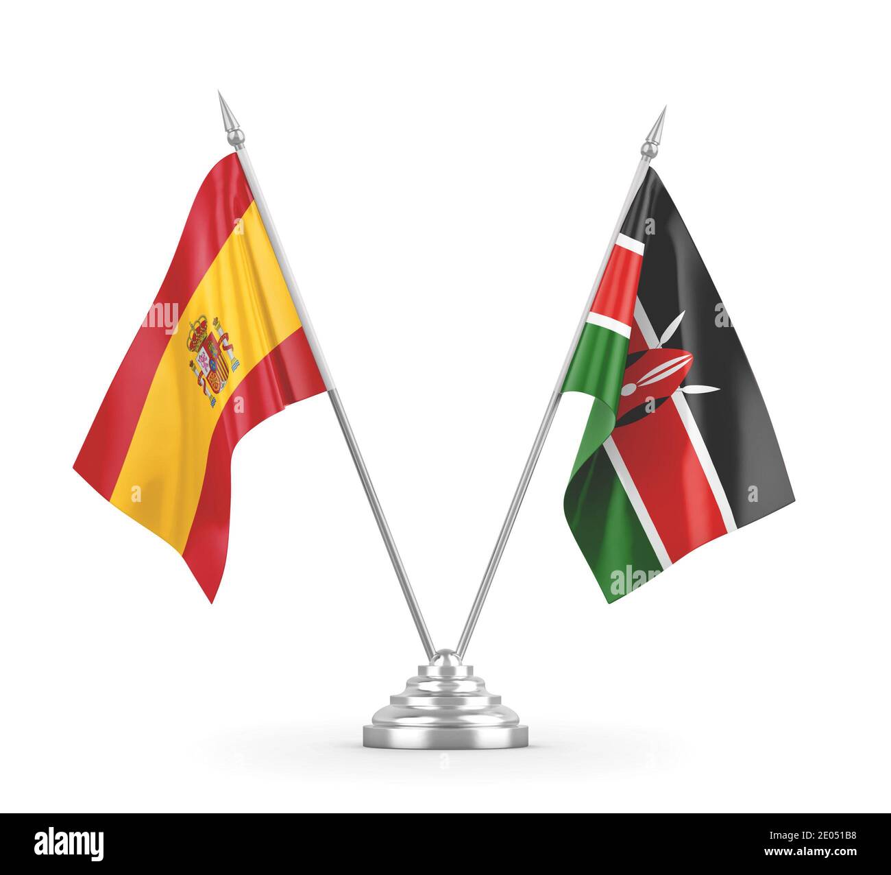 Kenya and Spain table flags isolated on white 3D rendering Stock Photo ...