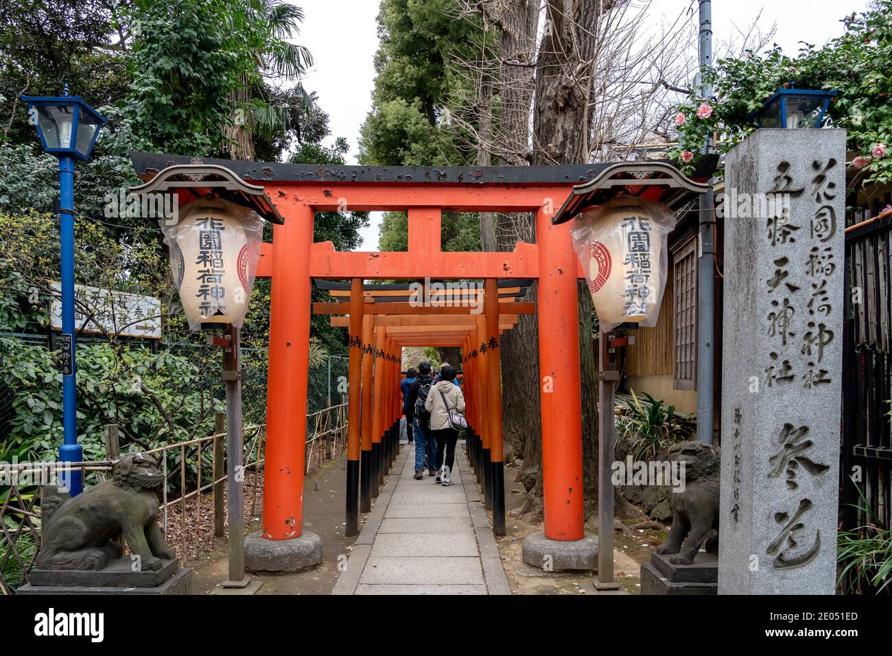 Tokyo, Japan - March 21, 2019: Hanazono Inari-jinja Shrine in Ueno park ...