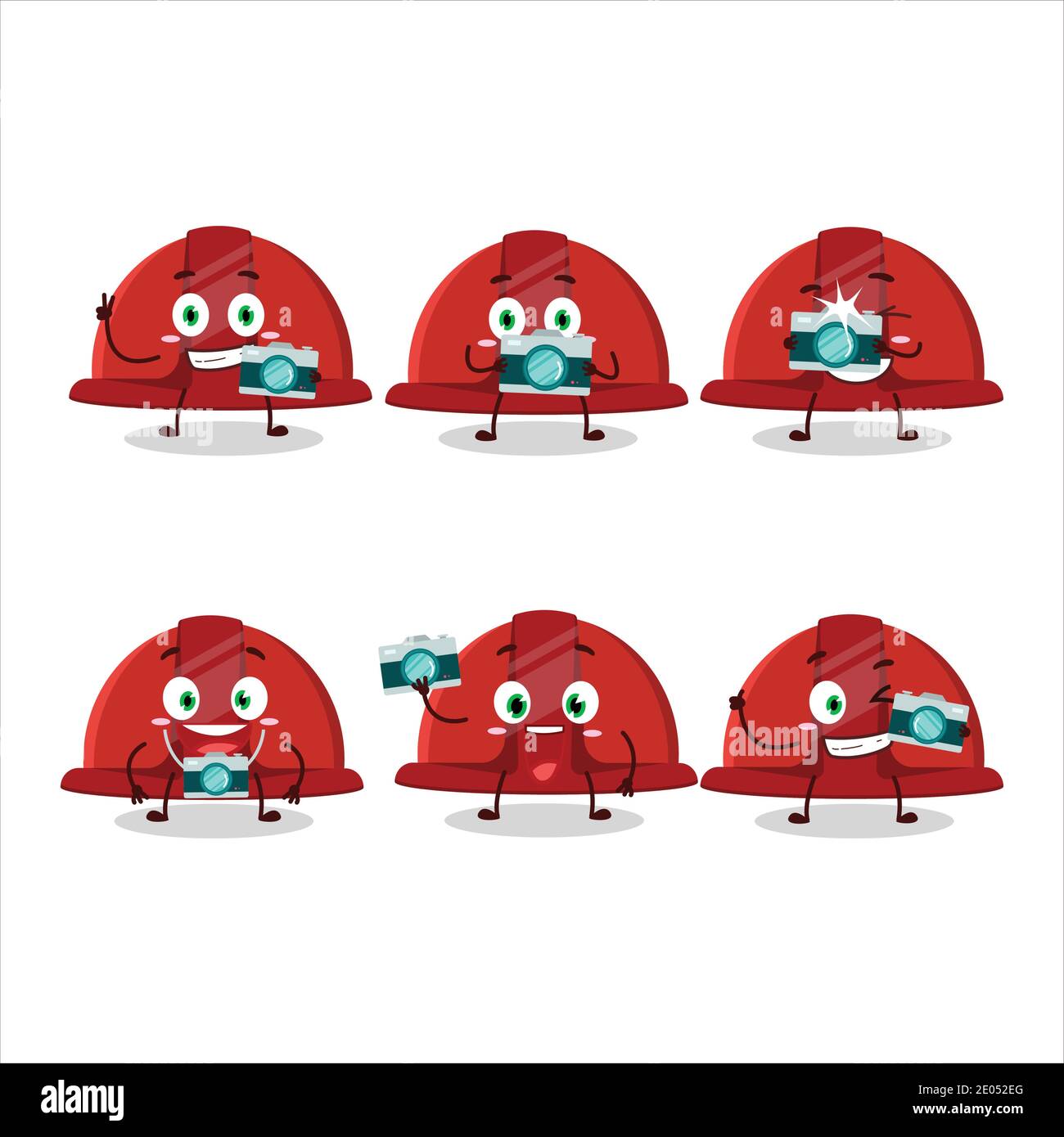 Photographer profession emoticon with red construction helmet cartoon ...