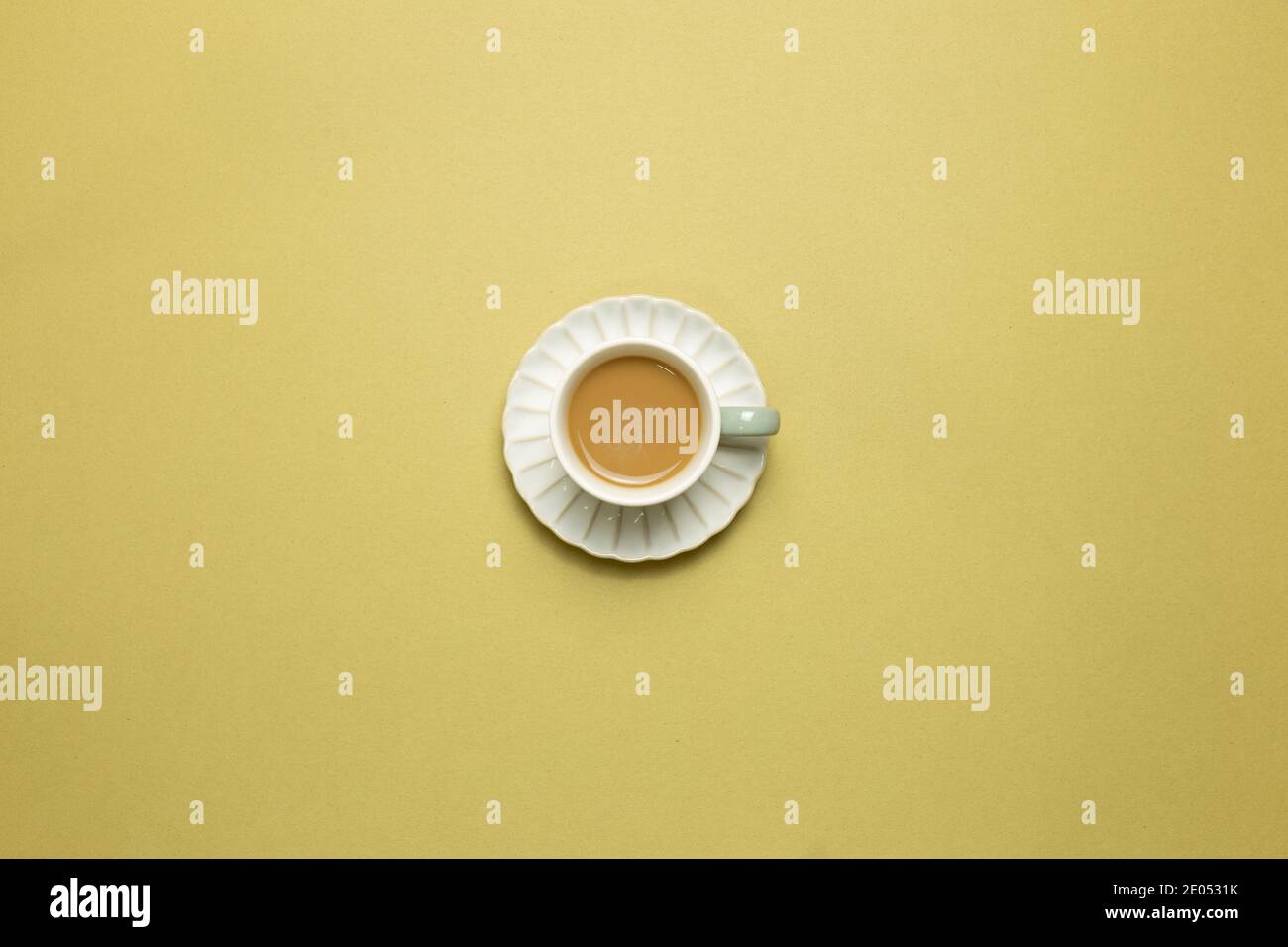Cup of coffee on khaki background. top view, copy space Stock Photo - Alamy