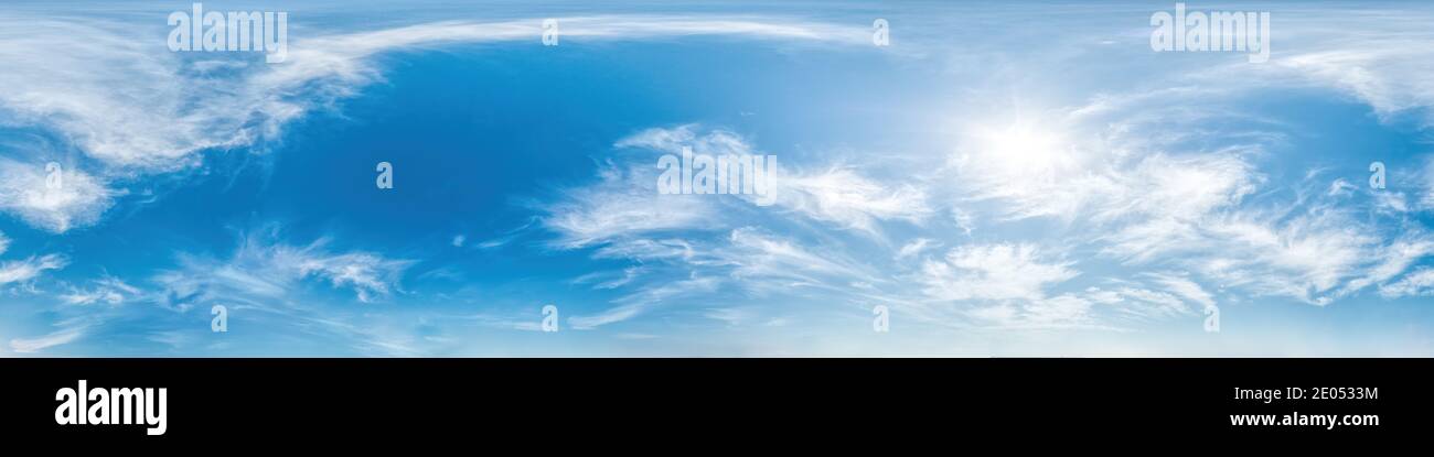 Blue sky with light clouds Seamless panorama in spherical ...