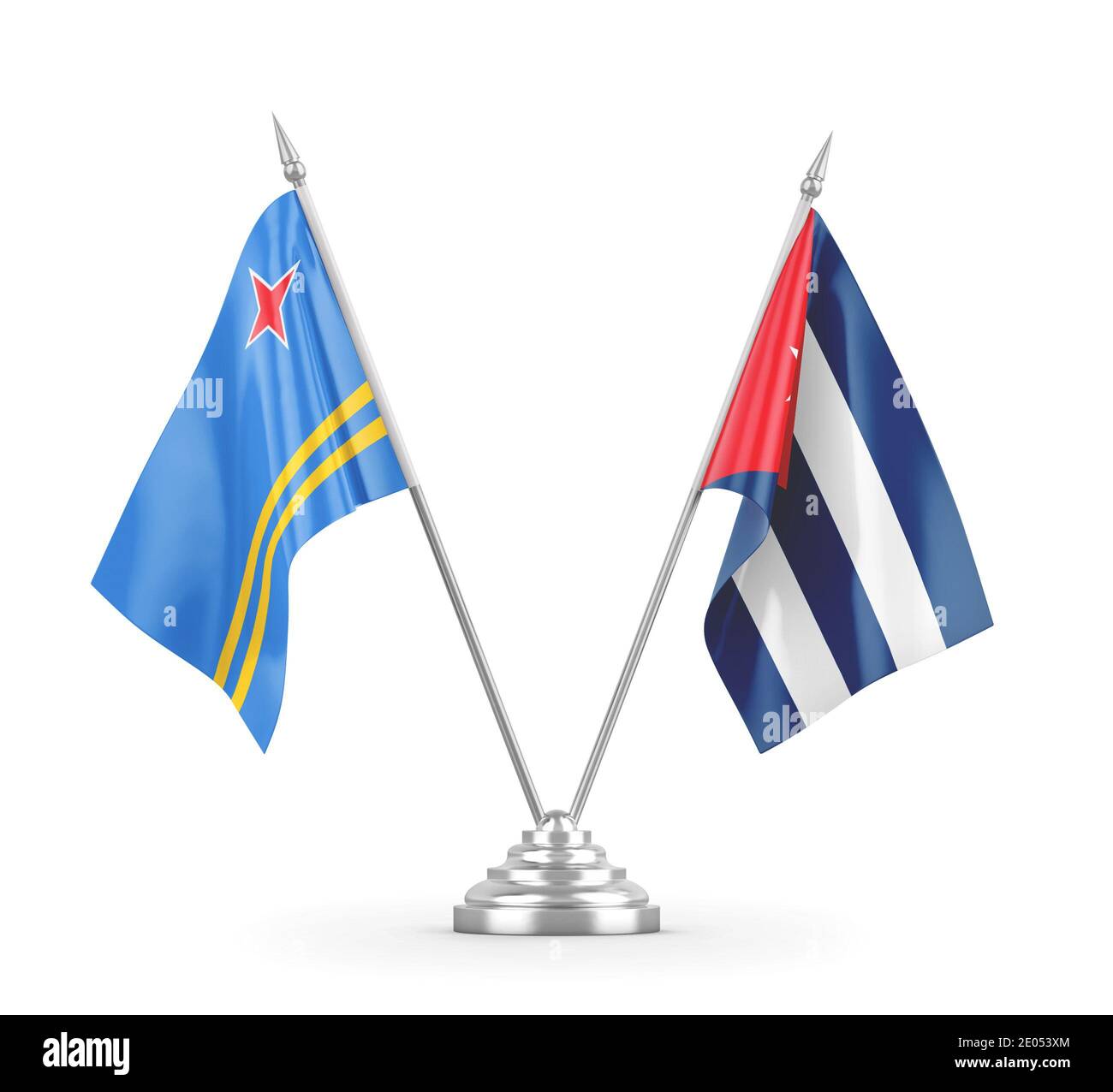 Cuba and Aruba table flags isolated on white 3D rendering Stock Photo ...