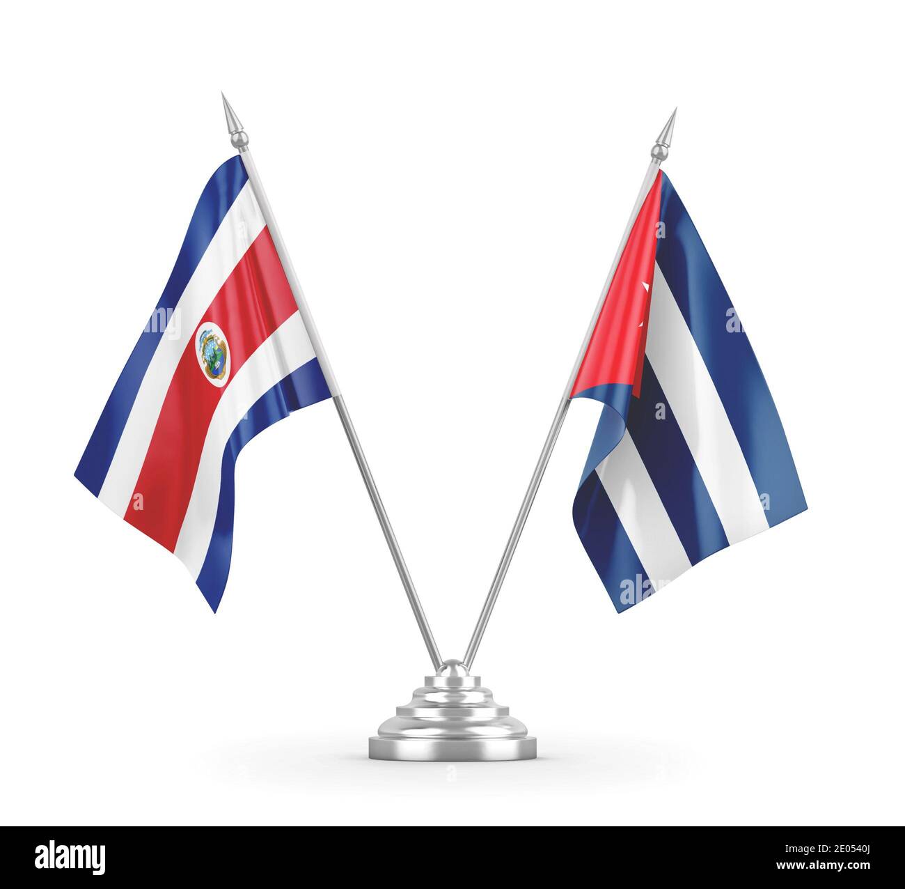 Cuba and Costa Rica table flags isolated on white 3D rendering Stock ...
