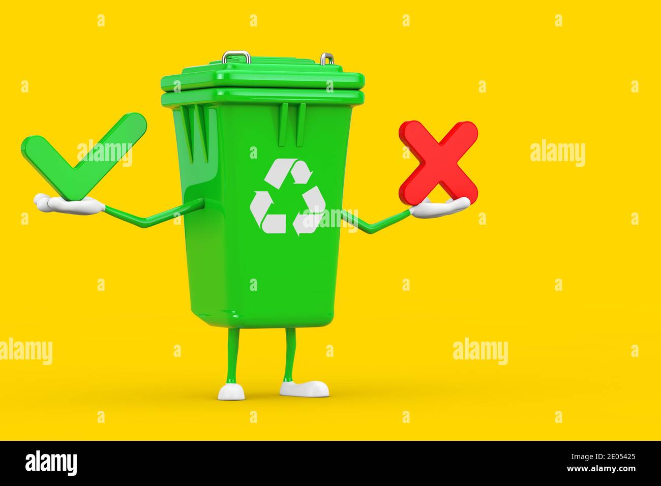Recycle Sign Green Garbage Trash Bin Character Mascot with Red Cross ...