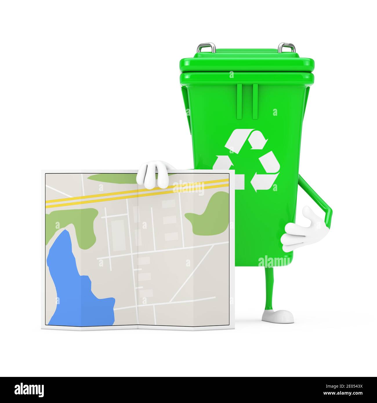 Recycle Sign Green Garbage Trash Bin Character Mascot with Abstract ...