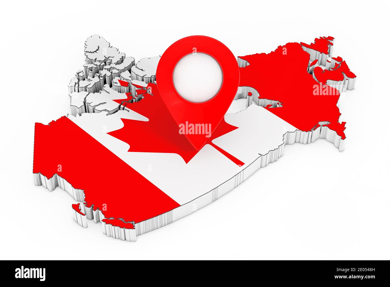 Map Pointer Pin over Map with Canadian Flag on a white background. 3d ...
