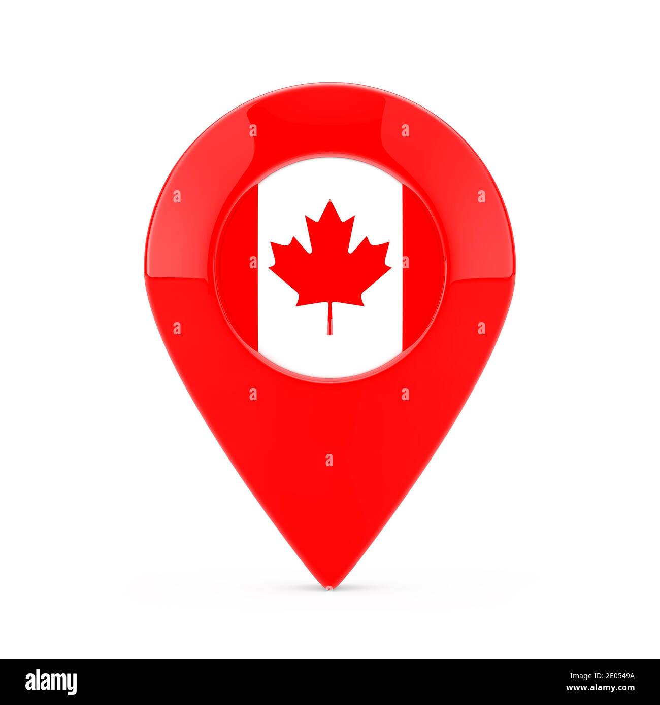 Map Pointer Pin with Canadian Flag on a white background. 3d Rendering ...
