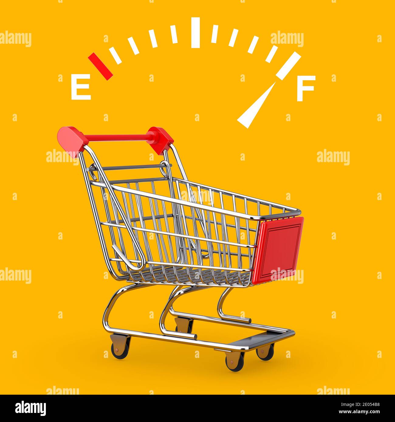 Fuel Dashboard Gauge Sign Showing a Full Tank near Shopping Cart ...