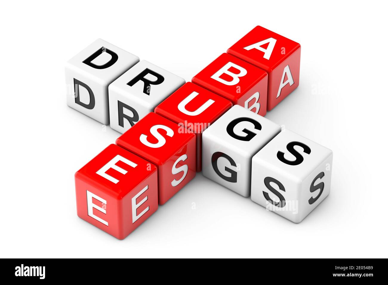 Abuse Drugs Sign as Crossword Cube Blocks on a white background. 3d ...