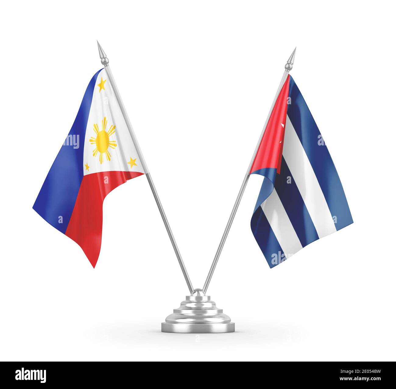 Cuba and Philippines table flags isolated on white 3D rendering Stock ...