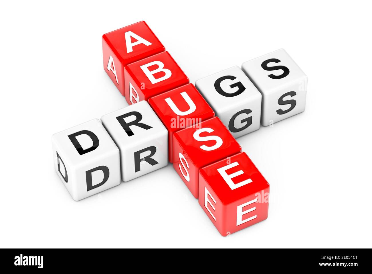 Abuse Drugs Sign as Crossword Cube Blocks on a white background. 3d ...