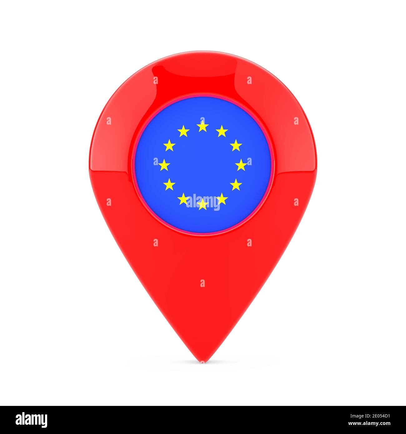 Map Pointer Pin with European Union Flag on a white background. 3d ...