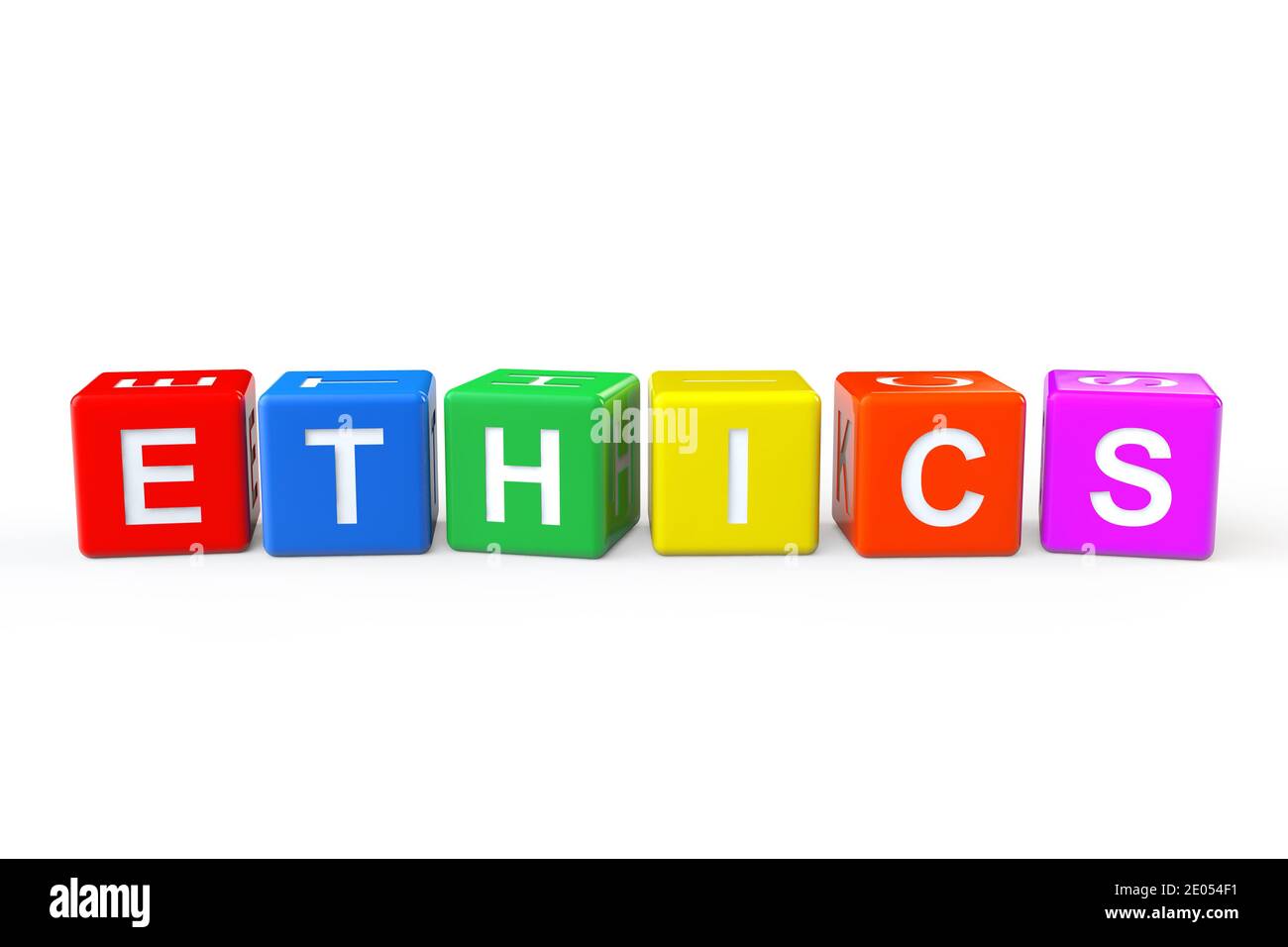 Cube Blocks with Ethics Sign on a white background. 3d Rendering Stock ...