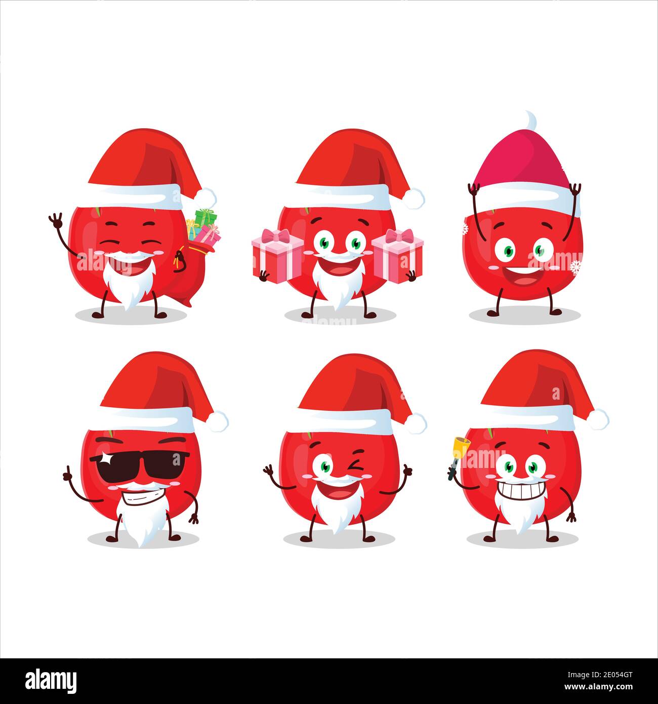 Santa Claus emoticons with tomato cartoon character. Vector ...