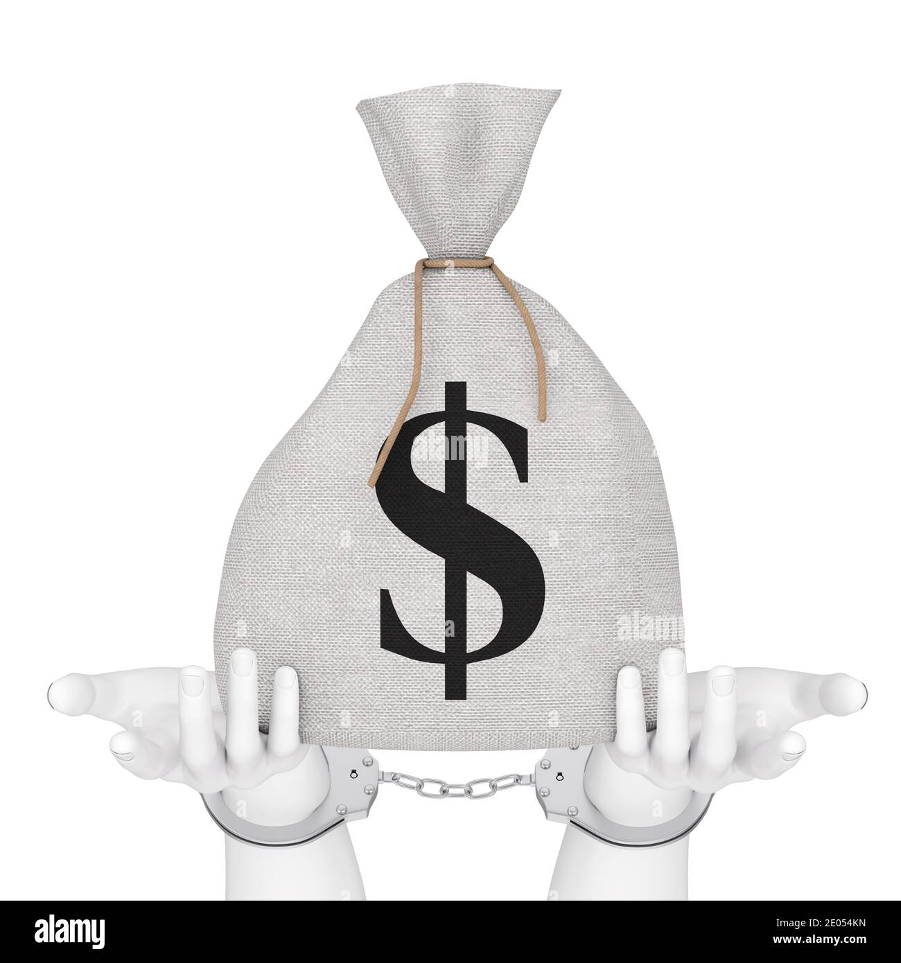 Financial Crime and Law Concept. White Abstract Hands in Handcuffs with ...