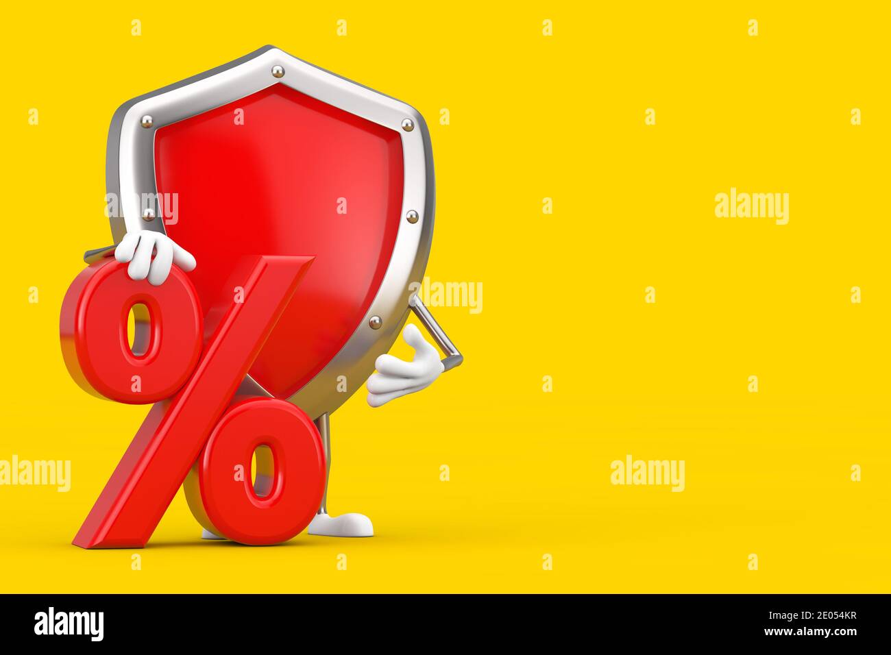Red Metal Protection Shield Character Mascot with Red Retail Percent ...