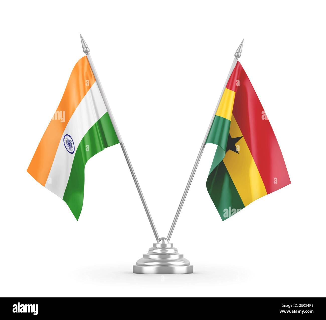 Ghana and India table flags isolated on white 3D rendering Stock Photo ...